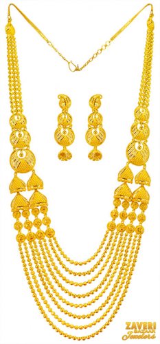 22K Gold Bridal Set - AjNs67427 - 22K Gold Bridal Set designed in 8 ...