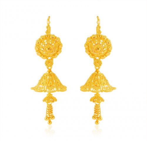 22 Karat Gold Jhumka Earrings - AjEr65051 - 22 Karat Gold Jhumka ...