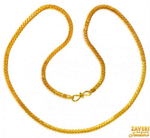 22K Gold Fox Tail Chain for Men - AsCh66897 - 22K Gold Fox Tail Chain ...