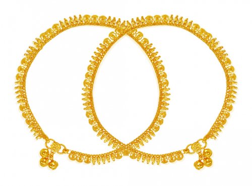 22 Karat Gold Payal (2 PC) - AjMs62266 - 22k Gold ladies Payal or ...