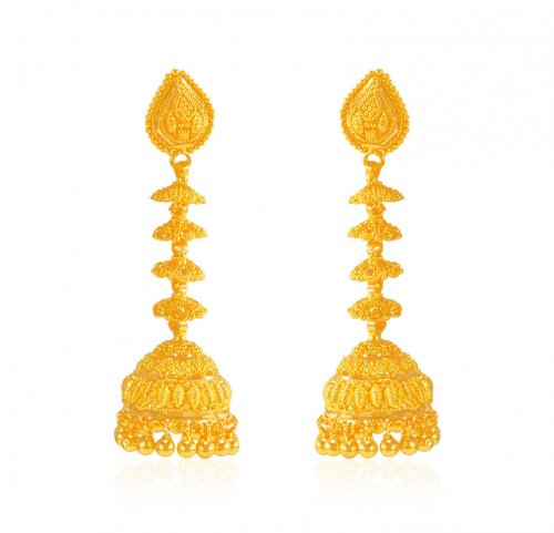 22K Gold Jhumka Earrings - AjEr65050 - 22 Karat Gold Jhumka earrings ...
