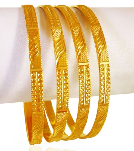 22K Gold Machine Bangles Set(4pcs) - AjBa64247 - 22K Gold Machine ...