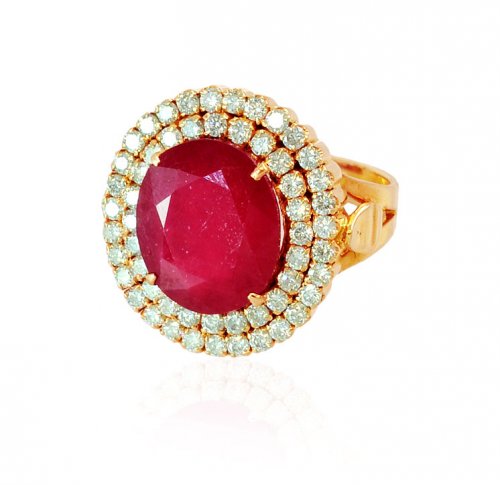 18K Designer Ruby Diamond Ring - AjDr59445 - 18k Yellow Gold Ladies ...