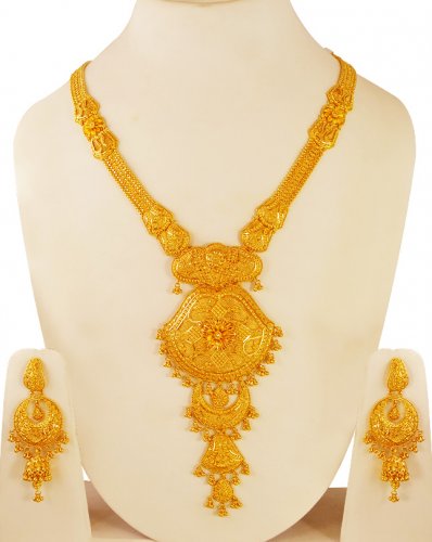 22K Gold Bridal Filigree Patta Haar - AjNs63411 - 22KT Gold Bridal ...