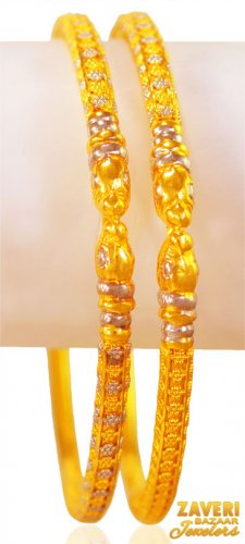 22k Gold Two Tone Bangles - AsBa67332 - 22k Gold Two Tone Bangles ...