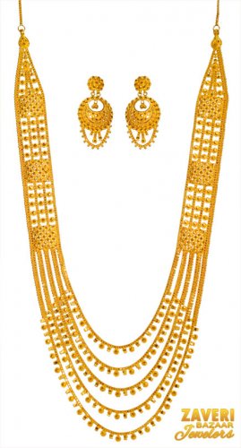 22K Gold Layered Necklace Set - AjNs66604 - 22K Gold layered Necklace ...